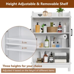 VEIKOU Over-The-Toilet Storage, Bathroom Cabinet Over Toilet, Freestanding Over The Toilet Storage Cabinet w/Adjustable Shelf & Storage Rack, White