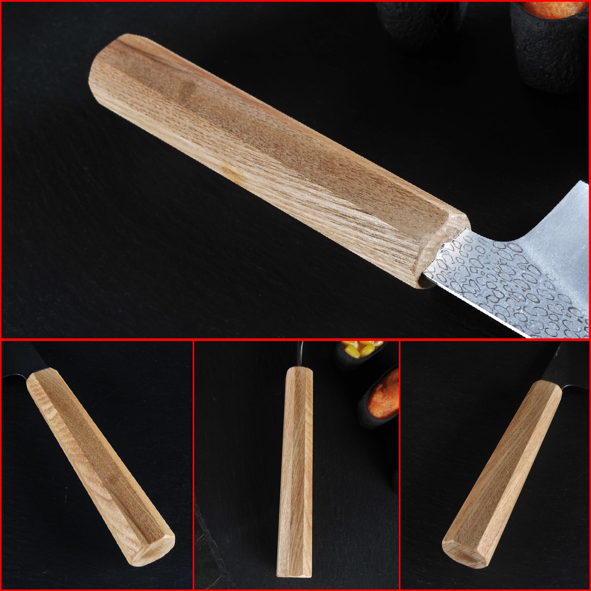 TAIE Kitchen Knife 8 Inch Japanese Bunka Knife High Carbon Powder Forge Stainless Steel 905 Blade With 62 HRC Natural Ash Wood Handle Light Weight Comfortable Grip 210mm