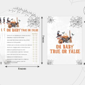 Halloween True or False Game, Halloween Game for Baby Shower, Baby Shower Decorations, Fall Gender Reveal Party Supplies, 30 Game Cards and 1 Answer Key - WY09