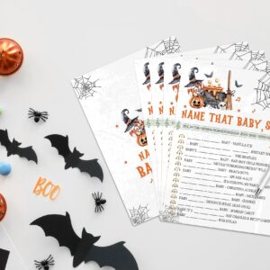 Halloween Name That Baby Song Game, Halloween Game for Baby Shower, Baby Shower Decorations, Fall Gender Reveal Party Supplies, 30 Game Cards and 1 Answer Key - WY08