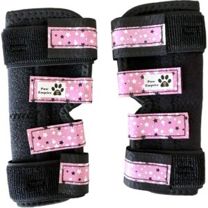 Paw Empire - Pair of Dog Leg Braces, Ultra Supportive, Comfortable, Dual Metal Springs, Canine Hock Brace for Joint Arthritis, Assists Injury & Sprains (Pink Stars, Large)