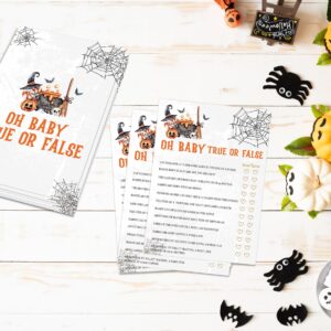 Halloween True or False Game, Halloween Game for Baby Shower, Baby Shower Decorations, Fall Gender Reveal Party Supplies, 30 Game Cards and 1 Answer Key - WY09