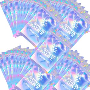 SILFGRLF Stayin' Alive Bachelorette Party Hangover Kits Bags, 50 Pcs Holographic Bags (5"x7") Bachelorette Party Supplies Last Disco Party Favors Printed