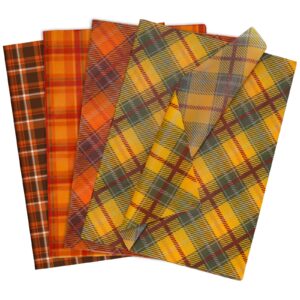 whaline 100pcs fall plaid tissue paper orange brown farmhouse gift wrapping paper retro thanksgiving packaging paper diy art craft paper for autumn home birthday party gift decor, 14 x 20 inch