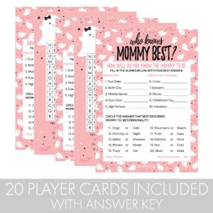 DISTINCTIVS Pink A Little Boo is Almost Due Girl Baby Shower Games - Who Knows Mommy Best and Word Search (2 Activity Game Bundle) - Set of 20 Player Cards, Halloween Baby Shower