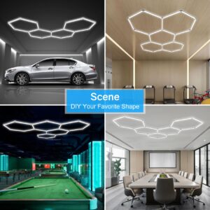 Vanesa Hexagon Garage Lights, 25-Pack Ceiling Assembling Lights, 5 Honeycomb Hexagon Led Garage Light for Garage Gym Office Auto Beauty Shop 6500K 150W 18000LM Car Detailing Shop Light, Easy to DIY