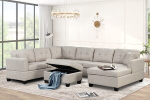 merax oversized sectional sofa with storage ottoman, u shaped sectional couch