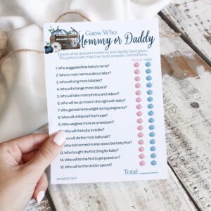 Blue Little Pumpkin Boy Baby Shower Party Games - Guess Who Mommy or Daddy and All Things Fall Matching Game (2 Game Bundle) - 20 Cards, Fall Baby Shower