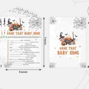 Halloween Name That Baby Song Game, Halloween Game for Baby Shower, Baby Shower Decorations, Fall Gender Reveal Party Supplies, 30 Game Cards and 1 Answer Key - WY08