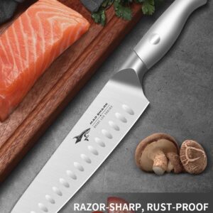 MAD SHARK Premium Santoku Knife 8 Inch, High-end Professional Best Sharp Kitchen Knife, German Stainless Steel, japanese Chef Knife, sushi knife, chef's knives, Cutting Knives - Silver