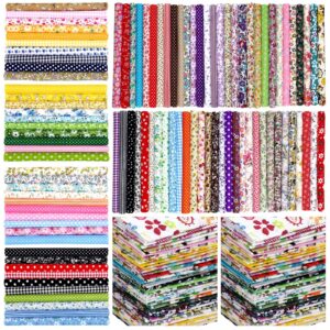 ganeen 800pcs 4 x 4 inch cotton fabric bundle precut fat squares patchwork fabrics cotton printed craft fabric fat flower fabric quilting for diy craft sewing clothing handmade accessories (assorted)