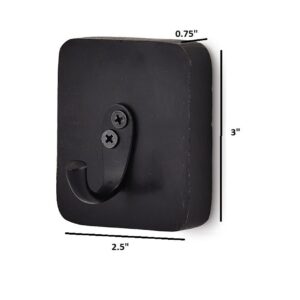 EDHAS Acacia Wood Black 4 PCS Wall Mounted Coat Hook for Cabinet, Wardrobe Bathroom Bedroom Furniture (3" x 2.5" x 0.75")