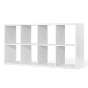 caphaus sturdy room 13-inch cube storage organizer shelf, with extra thick exterior edge, open storage shelf divider, bookcase, 8-cube, white