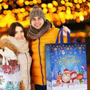 AhfuLife 4PCS Extra Large Christmas Gift Bags, 21.2'' x 16.1''x 6.3'', Jumbo Christmas Tote Bags with Handles, Reusable Non-woven Christmas Shopping Bags for New Year, Xmas's Party Supplies Decoration