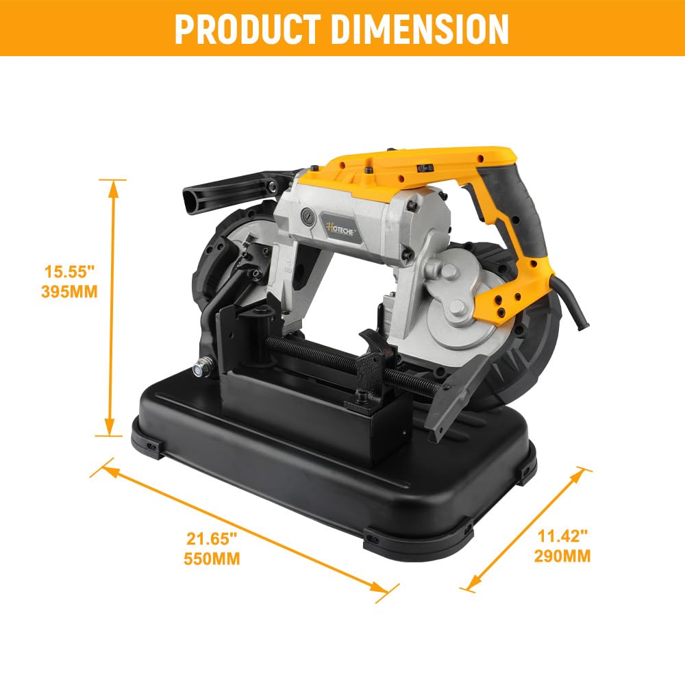 Hoteche Portable Band Saw 9.2-Amp 5-Inch Cutting Capacity Variable Speed Compact Band Saw with Stand for Woodworking and Metalworking