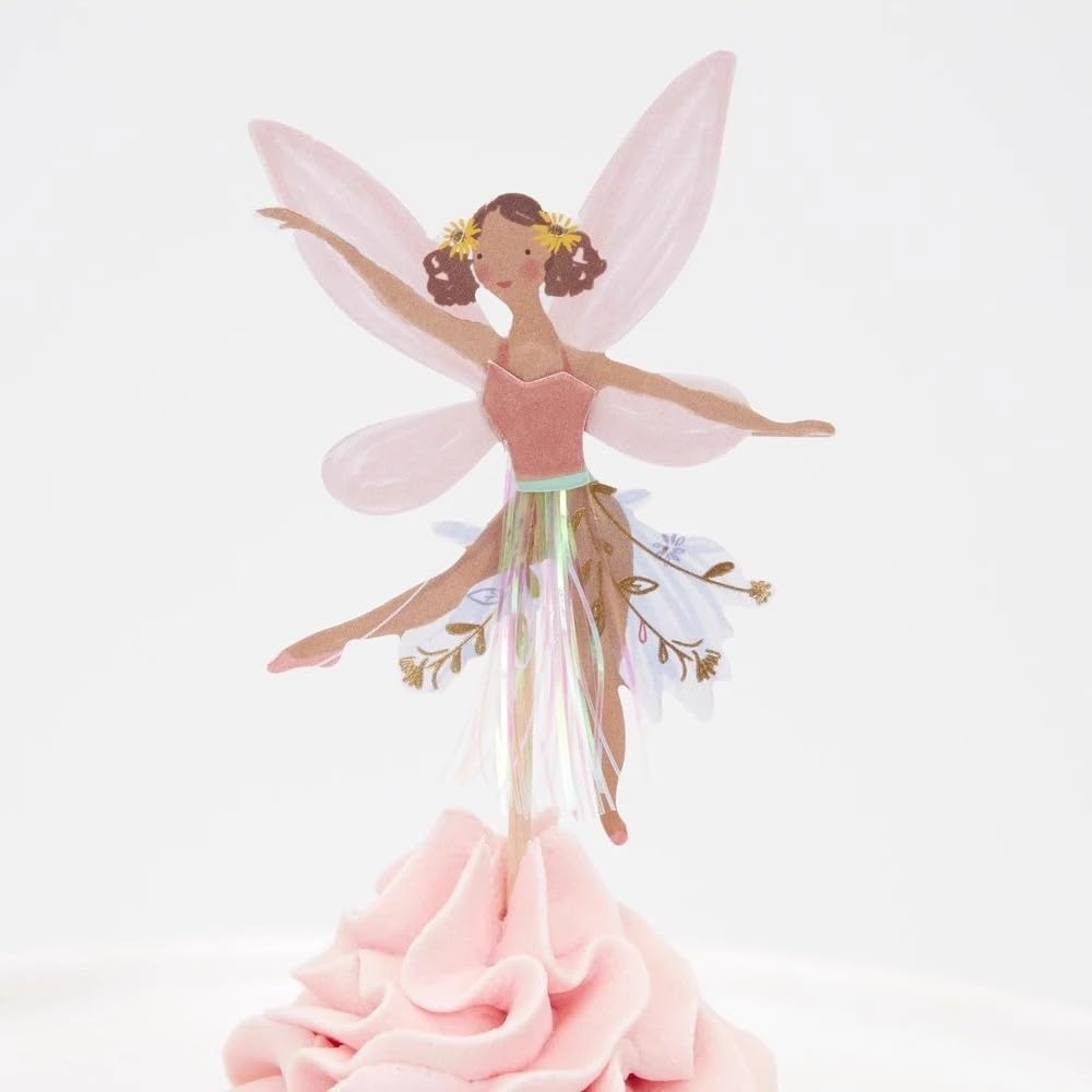 SAMOKA Fairy Cupcake Topper,24 PCS Birthday Party Cupcake Topper,Fairy Theme Party Decoration,Wing Angel Fairy Cake Topper,Ballet Dancer Cake Decorations,Baby Shower Supplies Fairy Wedding Decorations