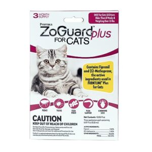 zoguard plus flea and tick prevention for small cats – flea & tick prevention for cats over 1.5lbs (3 doses)