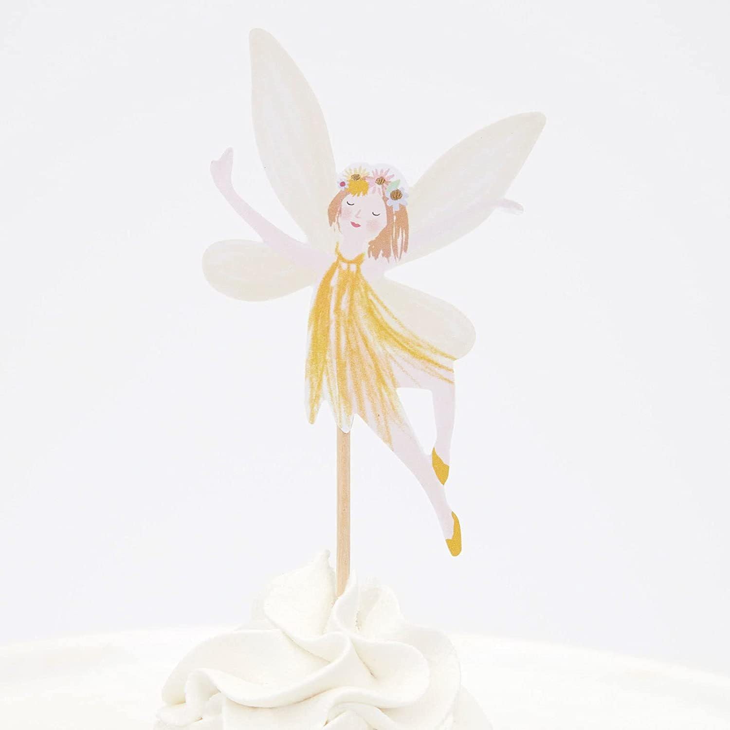 SAMOKA Fairy Cupcake Topper,24 PCS Birthday Party Cupcake Topper,Fairy Theme Party Decoration,Wing Angel Fairy Cake Topper,Ballet Dancer Cake Decorations,Baby Shower Supplies Fairy Wedding Decorations