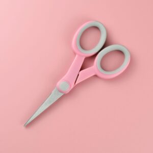 5.5 inch pastel small craft scissors, mini point tip kids scissors,comfort-grip stainless steel sharp fabric sewing shears all purpose embroidery scissors for cutting, scrapbooking, crafting(pink)