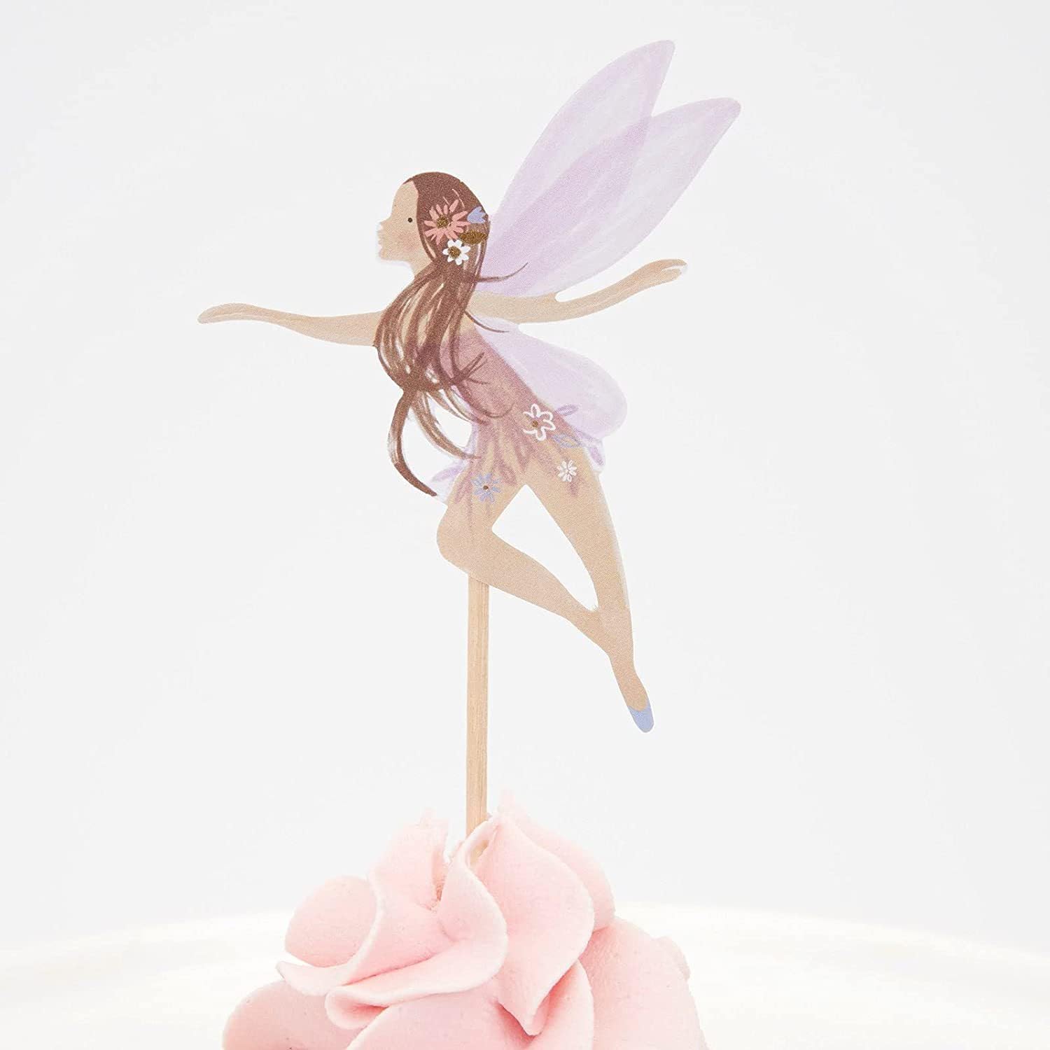 SAMOKA Fairy Cupcake Topper,24 PCS Birthday Party Cupcake Topper,Fairy Theme Party Decoration,Wing Angel Fairy Cake Topper,Ballet Dancer Cake Decorations,Baby Shower Supplies Fairy Wedding Decorations