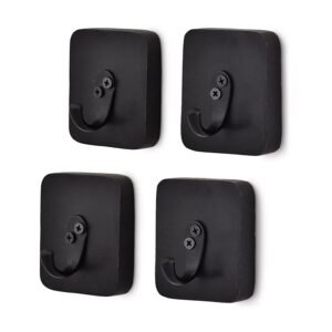 edhas acacia wood black 4 pcs wall mounted coat hook for cabinet, wardrobe bathroom bedroom furniture (3" x 2.5" x 0.75")