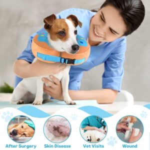 Inflatable Dog Collar Dog Donut Cone Collar Soft Recovery Pet Cone for Small Medium Large Dogs Cats Adjustable Donut Cone for Post Surgery Recovery-XL