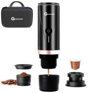 glueckzeit portable electric espresso machine with 3-4 min self-heating rechargeable coffee maker, 20 bar pressure compatible with ns capsule & ground coffee for travel, camping, office, home