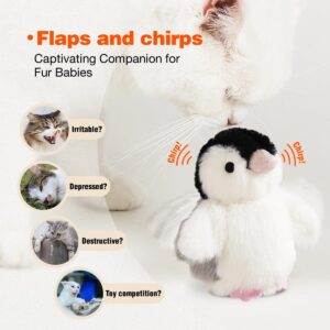 Kimee Interactive Cat Toy Rechargeable Automatic Chirping Penguin Flying Bird Cat Toy Infused with Catnip in The Wings, Auto Beating Wings Cat Toys for Indoor Cats to Play Alone, Never Boredom