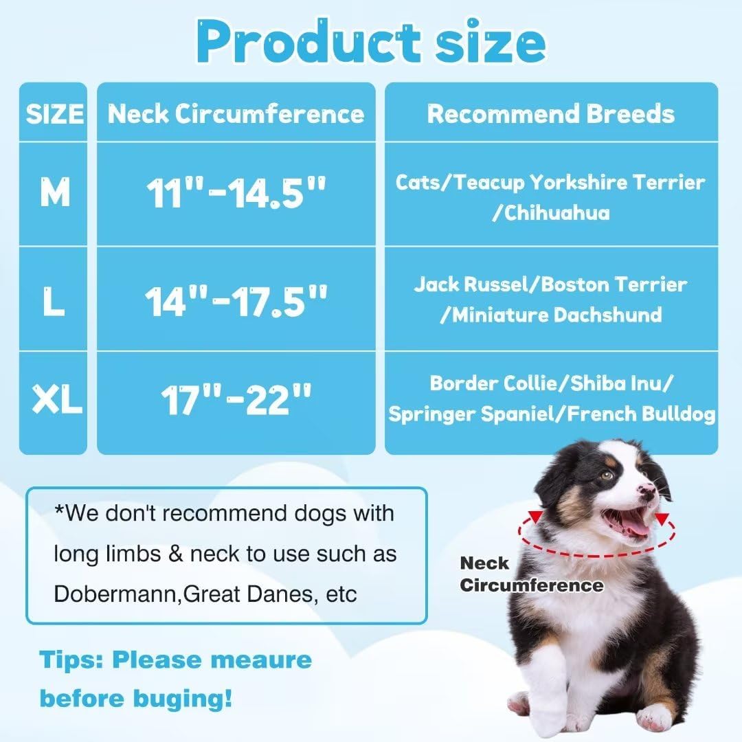 Inflatable Dog Collar Dog Donut Cone Collar Soft Recovery Pet Cone for Small Medium Large Dogs Cats Adjustable Donut Cone for Post Surgery Recovery-XL