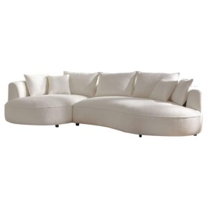 kevinplus 125'' Curved Sofa Couch Cloud Boucle Couch with Chaise Lounge for Living Room, L-Shape Modern Sectional Luxury Upholstery 5-Seat Sofa Couch for Apartment (Left-Facing, Boucle Beige)