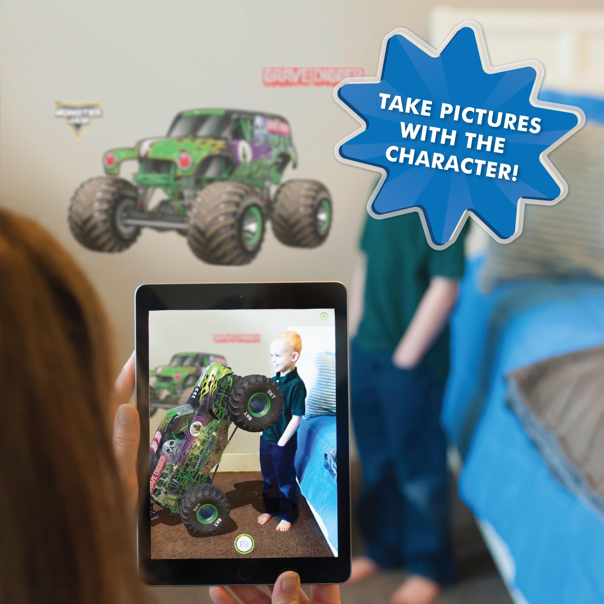 Wall Palz Monster Jam Grave Digger Wall Decal - Monster Jam Wall Stickers with 3D Augmented Reality Interaction - 23" Monster Jam Grave Digger Monster Truck Wall Decorations