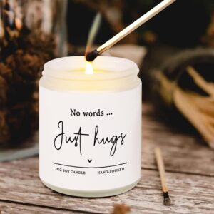 Shqiueos Sympathy Gifts for Loss of Loved One-No Words, Just Hugs Handmade 7oz Lavender Scented Candle, Bereavement Gifts, Thinking of You, Get Well Soon, Cheer Up, Comfort Condolence Candle