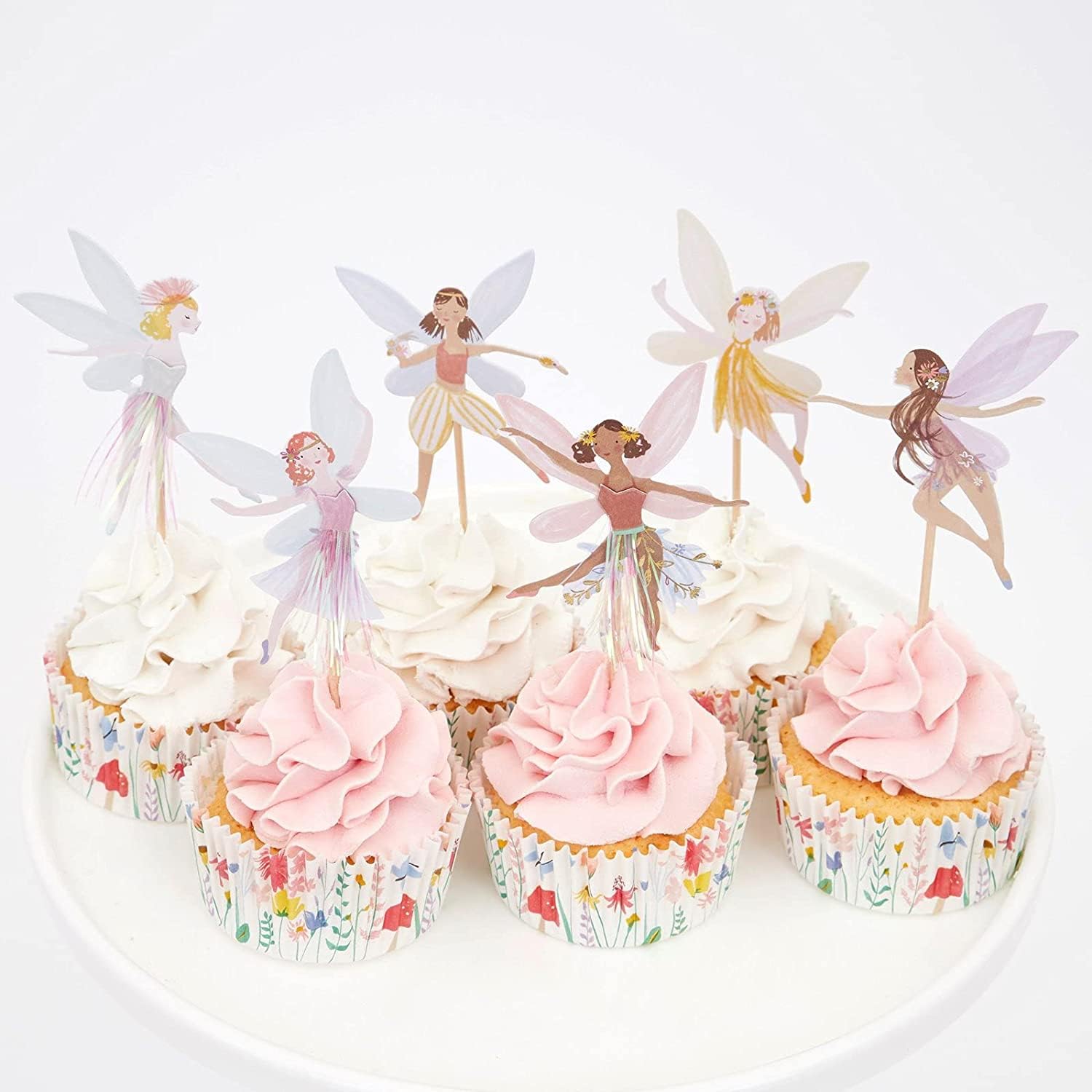 SAMOKA Fairy Cupcake Topper,24 PCS Birthday Party Cupcake Topper,Fairy Theme Party Decoration,Wing Angel Fairy Cake Topper,Ballet Dancer Cake Decorations,Baby Shower Supplies Fairy Wedding Decorations