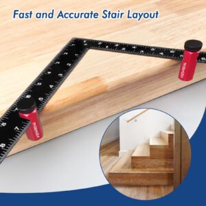 Red Extra Tall Stair Gauges Set with Holder: A Non-Slip Guide for Circular Saw & Carpentry Squares, Perfect for Framing & Rafter Layout