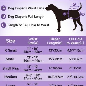 MICOOYO Disposable Dog Diapers Female, Doggie Diapers for Dogs Female, Super Absorbent Pet Diapers Foam Tail Hole Female Dog Diapers for Heat, Comfortable Puppy Diapers (Small Plus, 50Count)