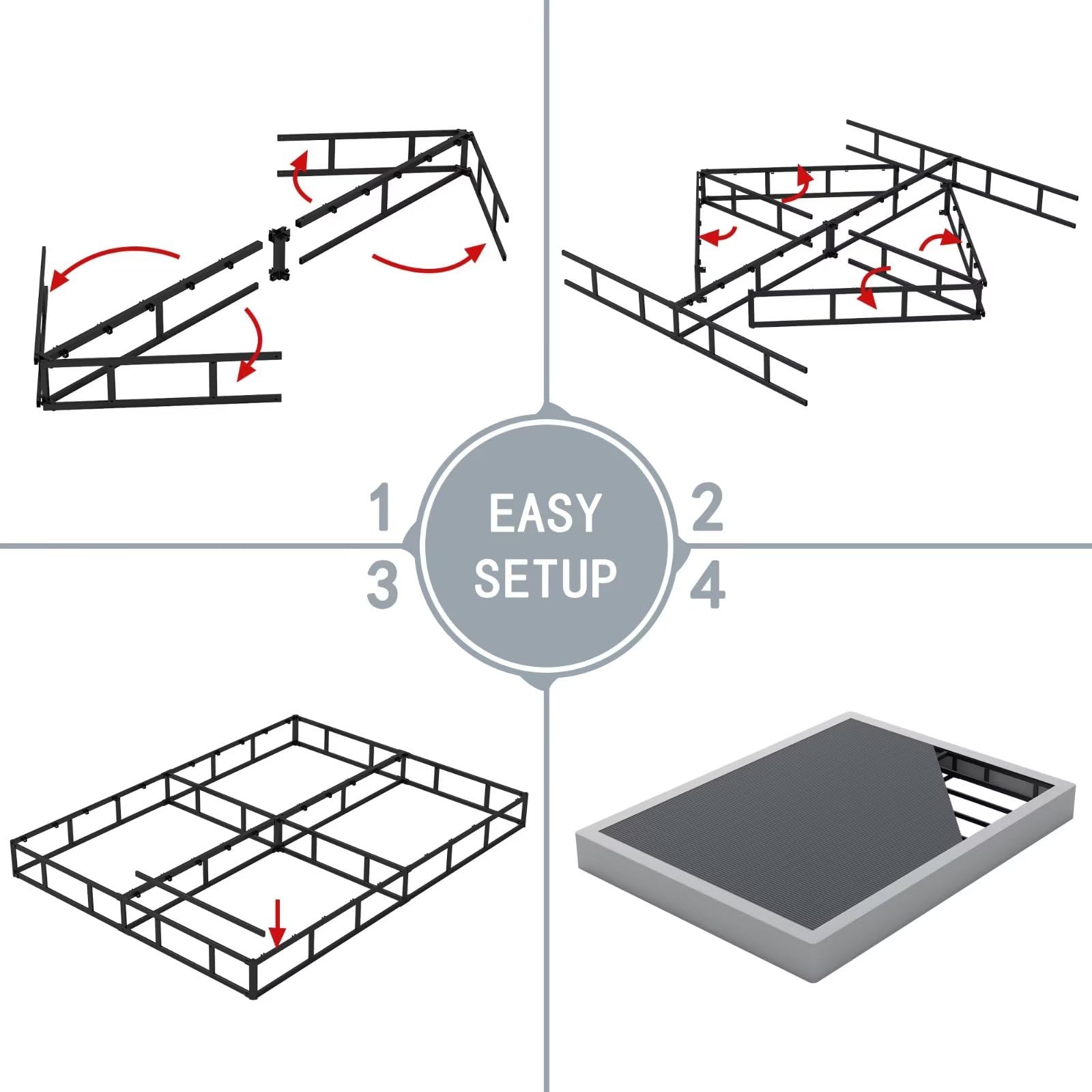 ALDRICH 7 Inch Heavy Duty Metal Box Spring Mattress Foundation 3000lbs Max Weight Capacity/Non-Slip/No Noise/Easy Assembly/Easy Clean Cover,King