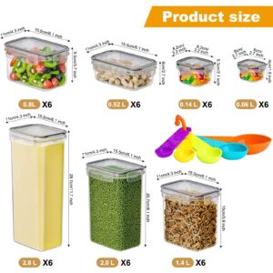 stusgo 42 Pack Airtight Food Storage Containers with Lids, Plastic Kitchen and Organization Canisters for Cereal, Flour and Sugar, Includes Spoons, Labels and a Pen