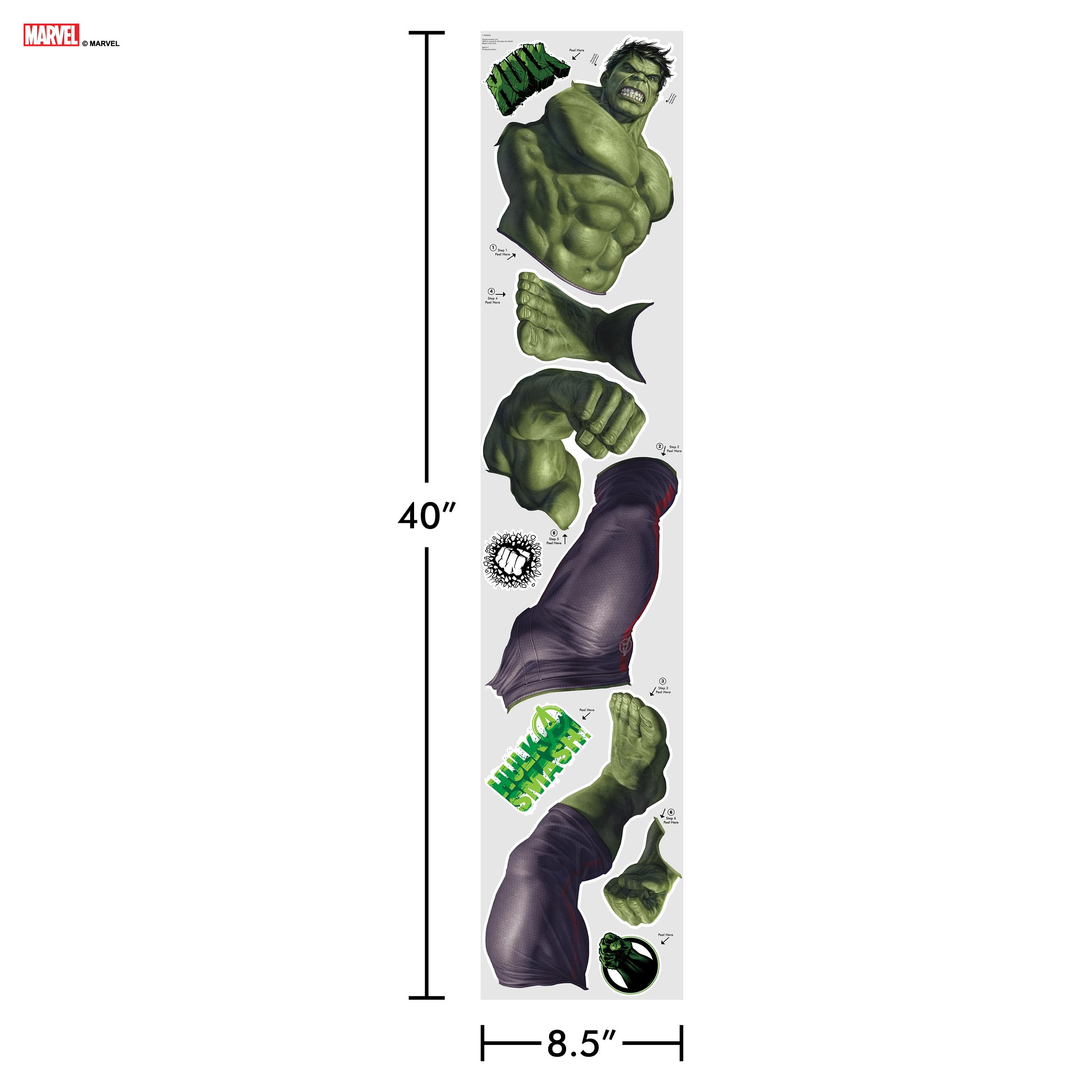 Wall Palz Marvel Incredible Hulk Wall Decals - 25" Augmented Reality Avengers Hulk Bedroom Wall Decor Peel and Stick Vinyl Wall Stickers