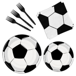 bqk 96 pcs soccer plates and napkins party supplies soccer paper plates soccer birthday party decorations soccer party favors soccer themed birthday party supplies