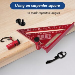 Red Extra Tall Stair Gauges Set with Holder: A Non-Slip Guide for Circular Saw & Carpentry Squares, Perfect for Framing & Rafter Layout