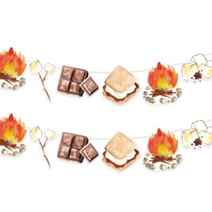 Sursurprise S’mores Party Decorations, 2Pcs S’mores Party Banners for Camping Campfire Camper Birthday Baby Shower Party Supplies