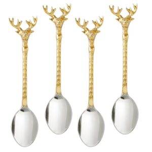 santa barbara design studio holiday charcuterie accessories mini serving spoons, set of 4, gold/silver