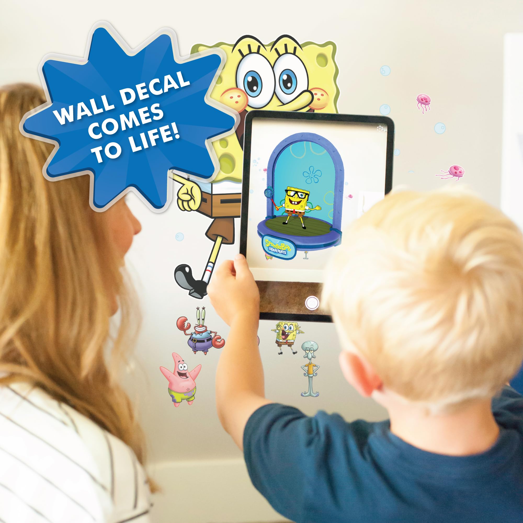 Wall Palz Spongebob Squarepants Wall Decal - 20" Spongebob Stickers with 3D Augmented Reality Interaction - Spongebob Bedroom Decor