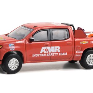 Greenlight 2021 Chevrolet Silverado Pickup Truck Red 2021 NTT IndyCar Series AMR IndyCar Safety Team with Safety Equipment in Truck Bed Hobby Exclusive Series 1/64 Diecast Model