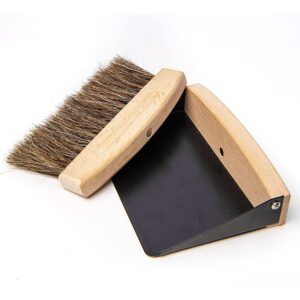 broom and dustpan set - small broom and dustpan set, perfect for tiny spaces and quick table cleanups - mini broom and dustpan set, wood hand broom with natural horsehair bristles(5.9 x 3.9 inches)