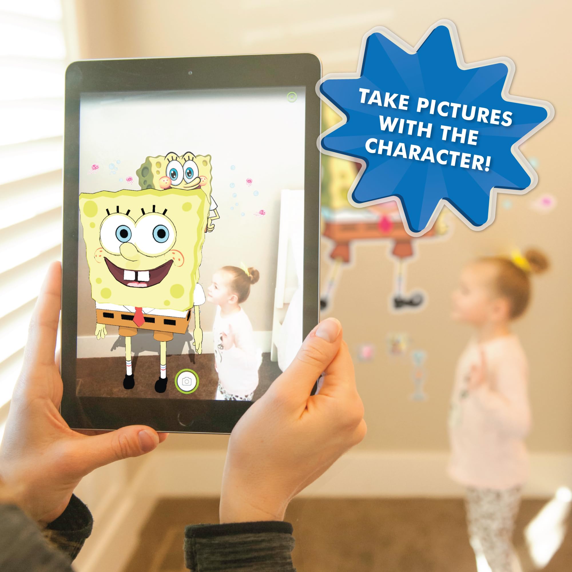 Wall Palz Spongebob Squarepants Wall Decal - 20" Spongebob Stickers with 3D Augmented Reality Interaction - Spongebob Bedroom Decor