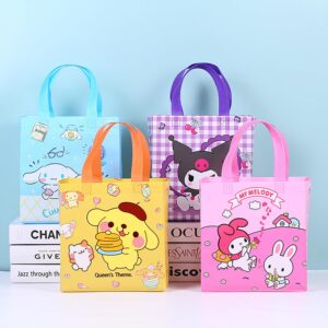 16 pcs cinnamo dog meledy cartoon kawaii party favor bags with handles, non-woven reusable goodie bags treat tote gift bags for kids boys girls birthday, baby shower,birthday party decorations