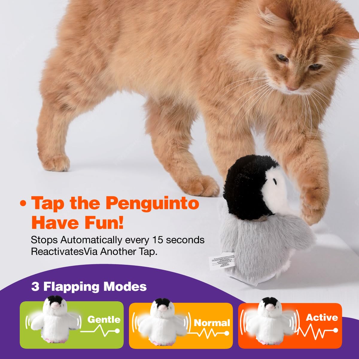 Kimee Interactive Cat Toy Rechargeable Automatic Chirping Penguin Flying Bird Cat Toy Infused with Catnip in The Wings, Auto Beating Wings Cat Toys for Indoor Cats to Play Alone, Never Boredom