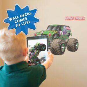 Wall Palz Monster Jam Grave Digger Wall Decal - Monster Jam Wall Stickers with 3D Augmented Reality Interaction - 23" Monster Jam Grave Digger Monster Truck Wall Decorations