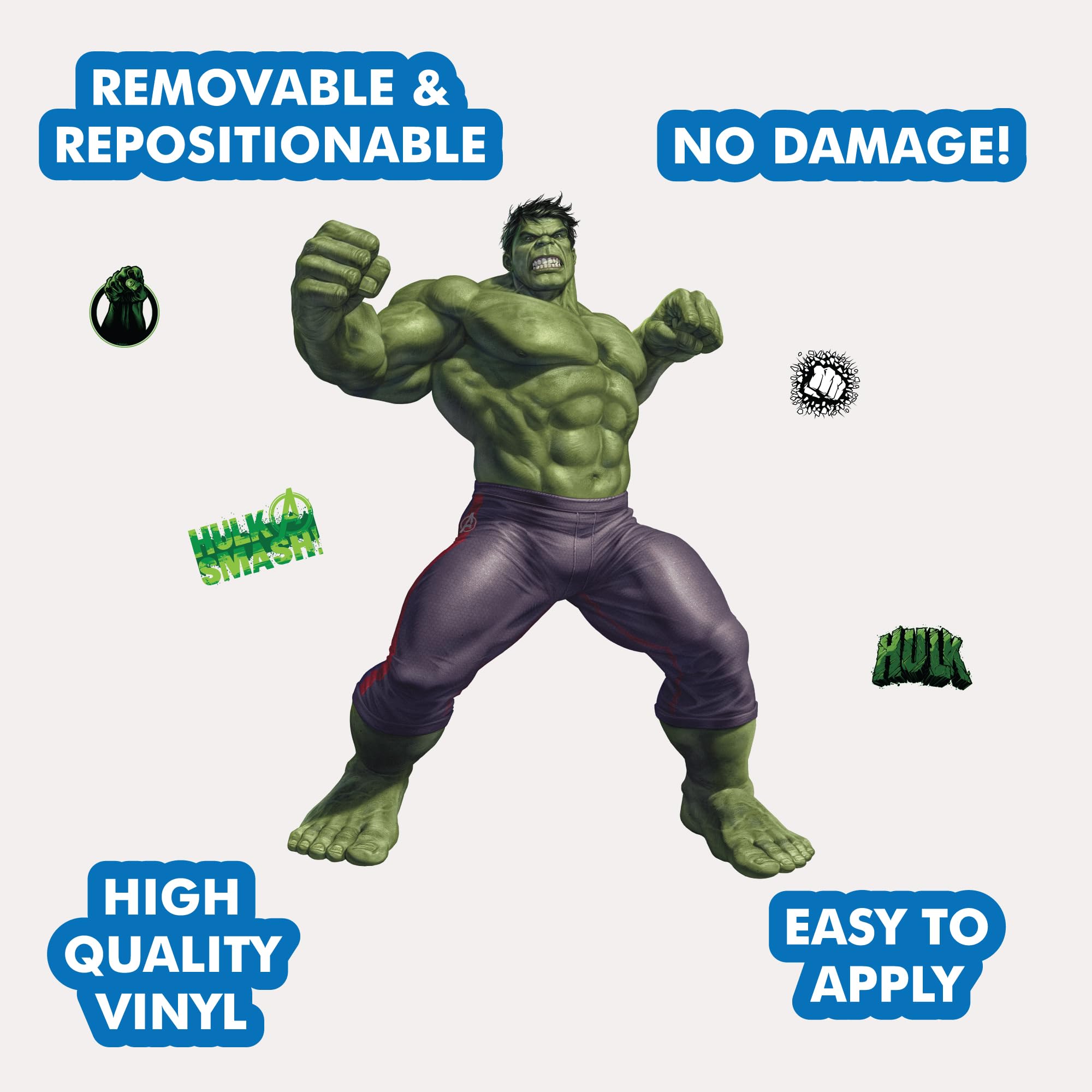 Wall Palz Marvel Incredible Hulk Wall Decals - 25" Augmented Reality Avengers Hulk Bedroom Wall Decor Peel and Stick Vinyl Wall Stickers